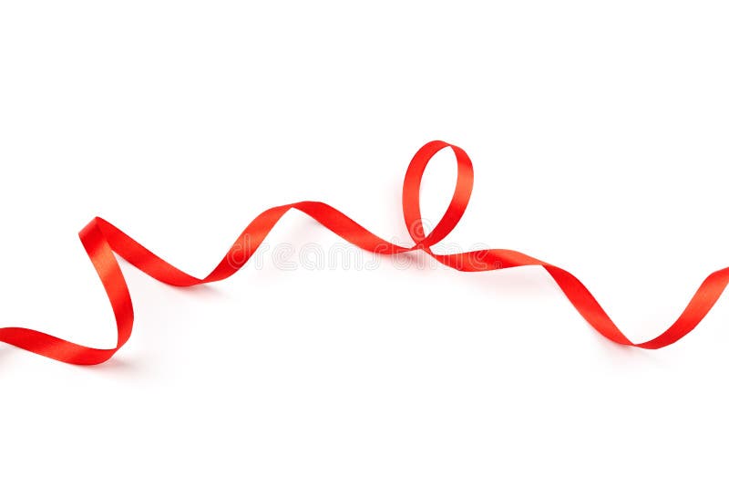 Red Satin Ribbon with Curls Isolated on White Background Stock Photo ...