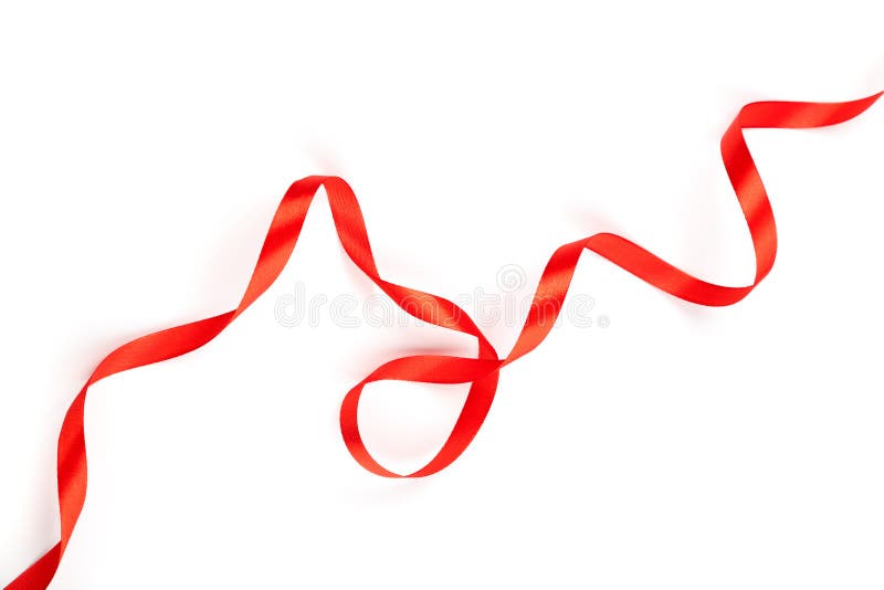 Red Satin Ribbon with Curls Isolated on White Background Stock Image ...