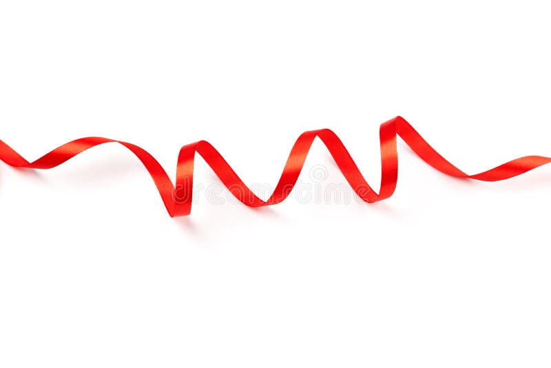 Red Satin Ribbon with Curls Isolated on White Background Stock Image ...