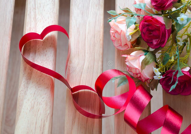 Red satin ribbon heart stock image. Image of craft, design - 36846321