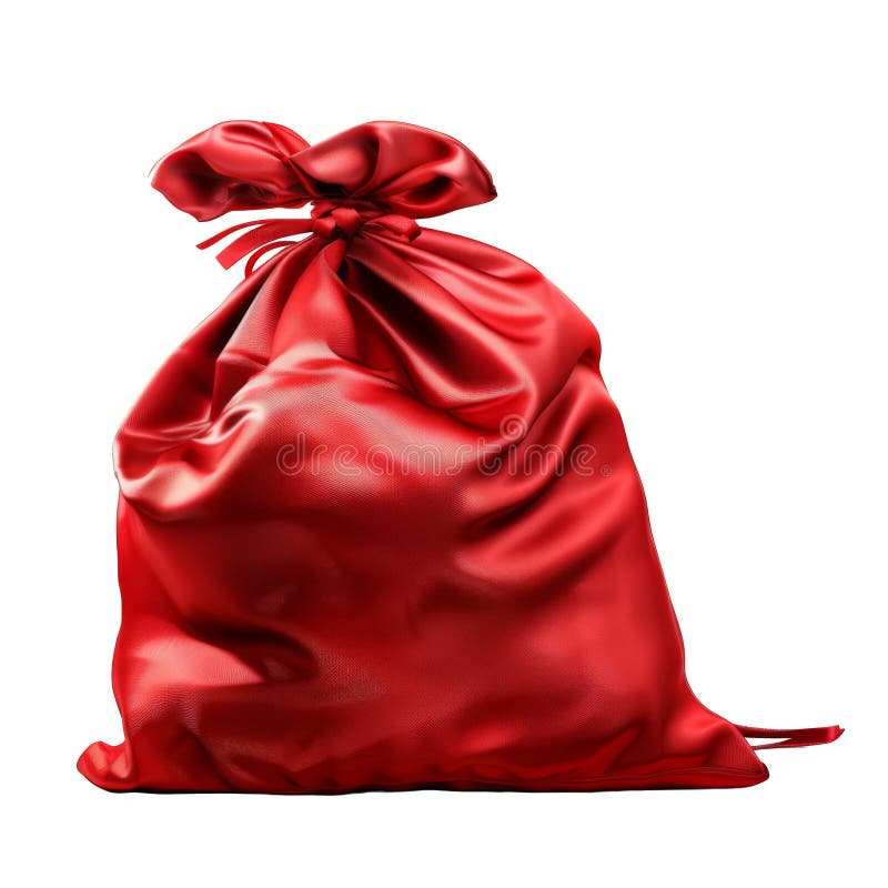 A Red Satin Sack Bag with a Tied Bow Stock Photo - Illustration of ...