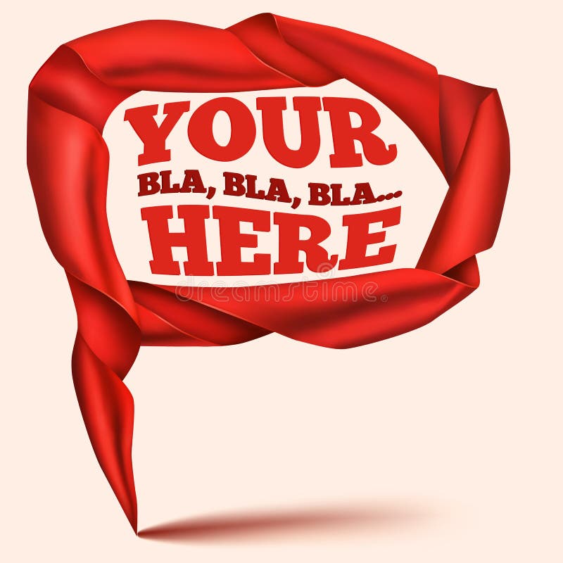 Red Satin Scroll Ribbon Speech Bubble Template Stock Illustration ...