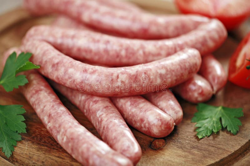 Red sausages stock photo. Image of cutting, delicatessen - 12920218