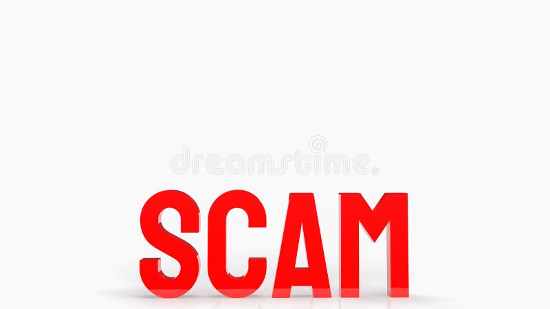 Red Scam Text on White Background 3d Rendering Stock Illustration ...