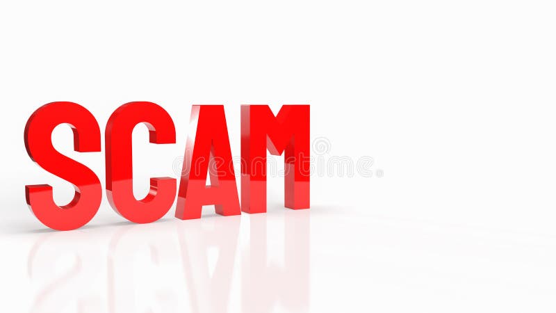 Red Scam Text on White Background 3d Rendering Stock Illustration ...
