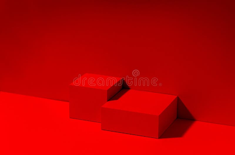 Red Scene for Product Presentation, Red Podium with Copy Space. Stock ...