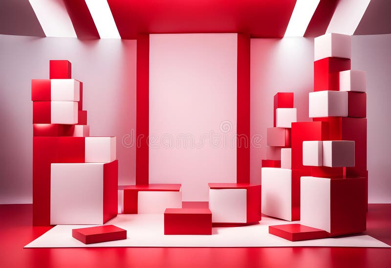 Red Scene, Red Stage for Product Presentation Made Stock Illustration ...