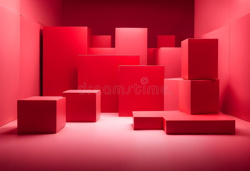 Red Scene, Red Stage for Product Presentation Made Stock Illustration ...