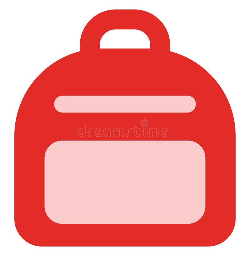 Red school backpack, icon stock vector. Illustration of childhood ...