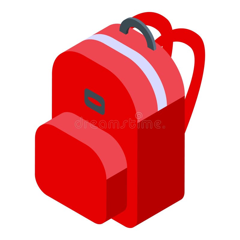 Red School Backpack Isometric View with Big Pocket Stock Illustration ...