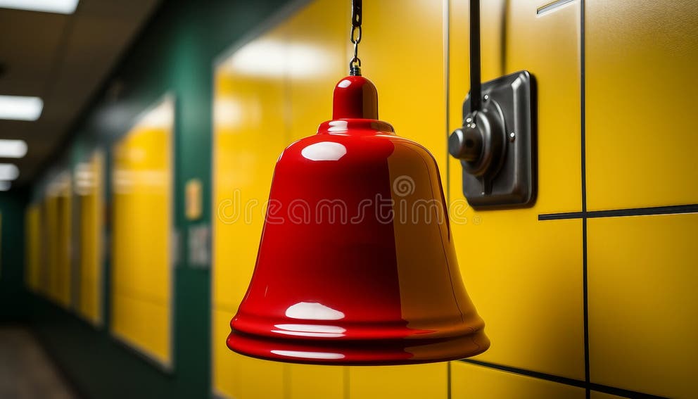Red School Bell on the Wall Stock Illustration - Illustration of ...