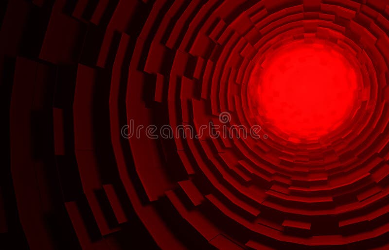 Red Sci-Fi Architecture Background Circular Building 3d Rendering ...