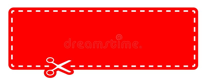 Red Scissor Coupon Rectangle Frame Stock Vector - Illustration of ...