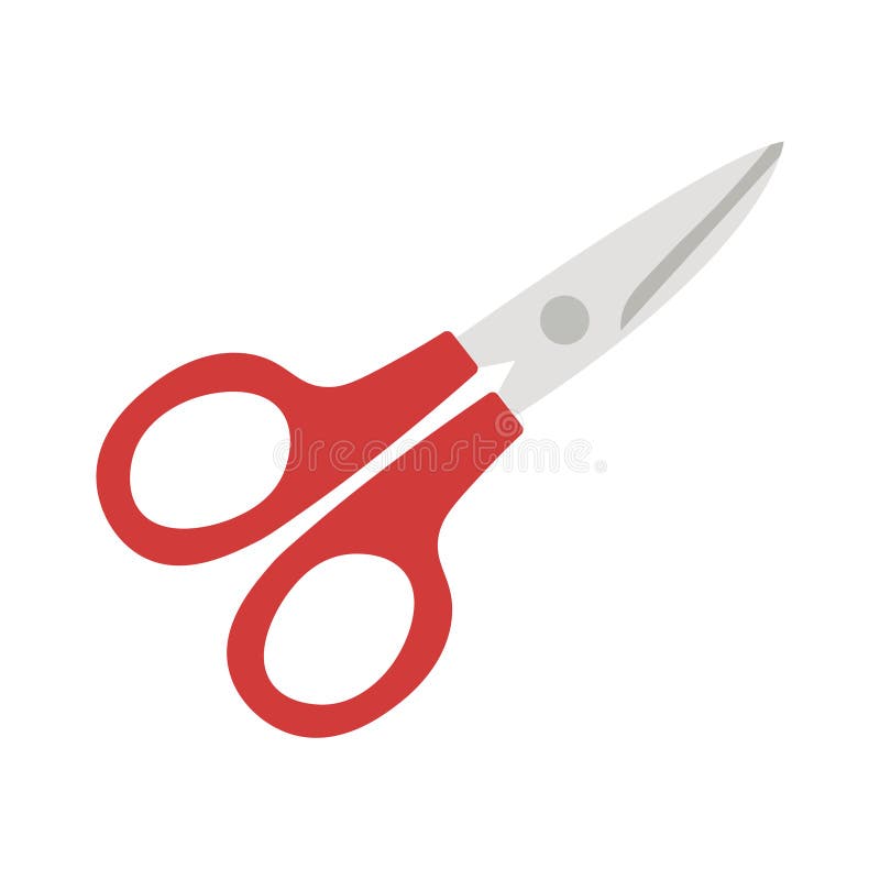 Red Scissor Vector Illustration in Flat Design Style, Closed Scissor ...