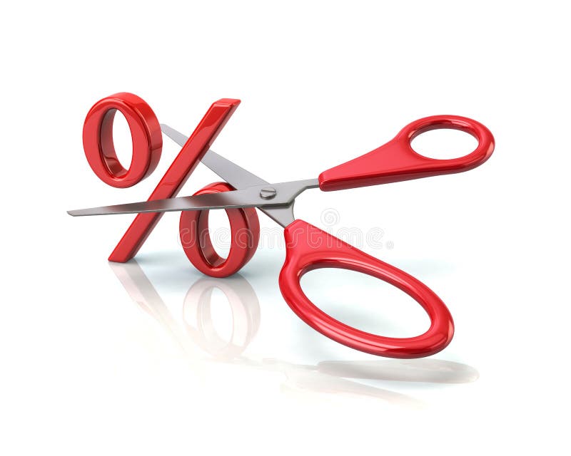 Red Scissors Cutting Percent Sign Stock Illustration - Illustration of ...