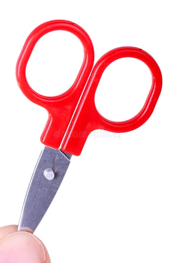 Red scissors in hand stock photo. Image of background - 21173736