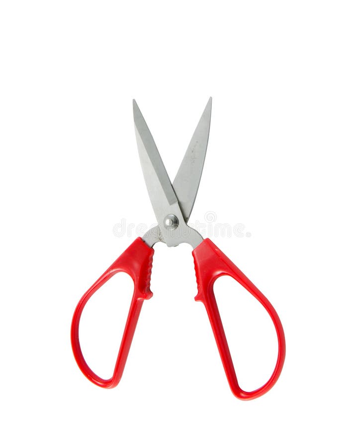 Red Scissors Isolated on a White Background is Cutting Action Stock ...