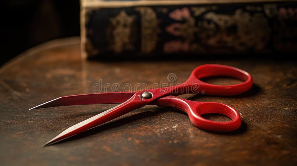 Red Scissors Table stock photo. Image of scissors, design - 388587980