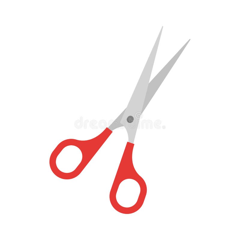 Red Scissors Vector Icon in Flat Style Stock Illustration ...