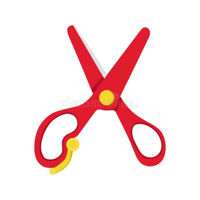 Red Scissors with Yellow Detail on White Background Stock Illustration ...