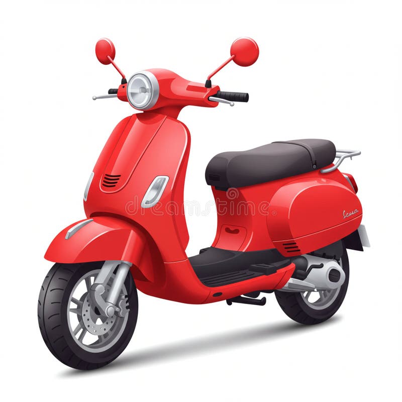 Red Scooter with a Retro Design, Likely Resembling a Vespa Model ...