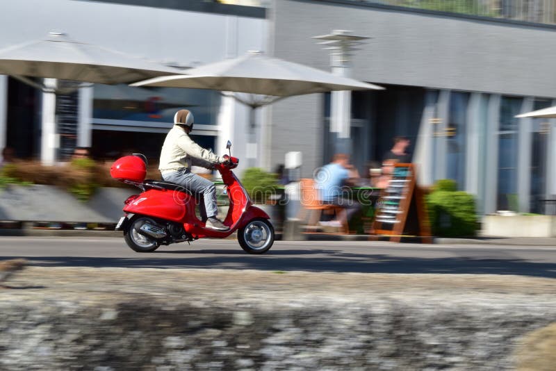 Red scooter editorial stock photo. Image of antique, street - 82887693