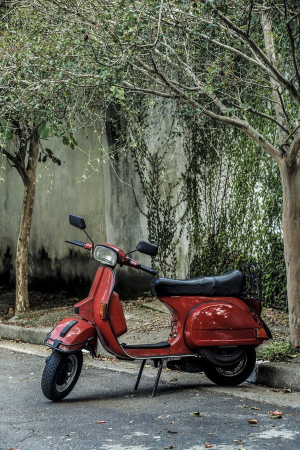 Red scooter stock photo. Image of type, transportation - 87472080