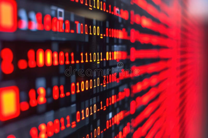 A Red Screen with a Bunch of Numbers on it Stock Image - Image of chart ...