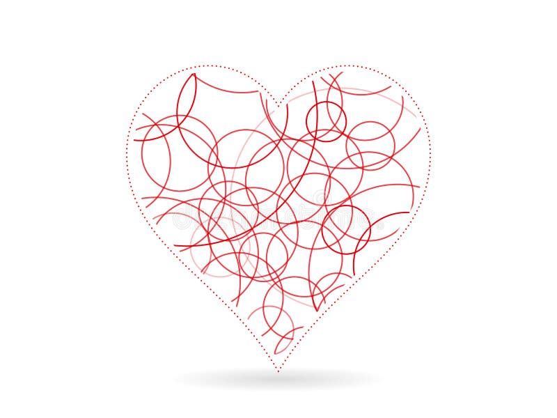Red Scribble Heart Shape Vector Graphic Template Illustration Stock ...