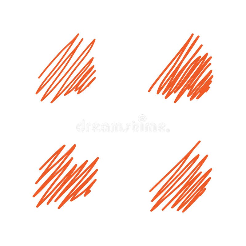 Red Scribble Outline Hand Drawn Marker Pen Set on White Background on ...