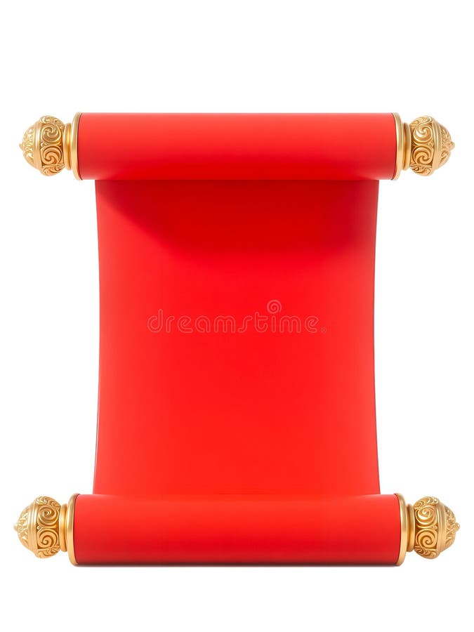 Red Scroll with Gold Ornaments, Blank Vintage Red Scroll Perfect for ...