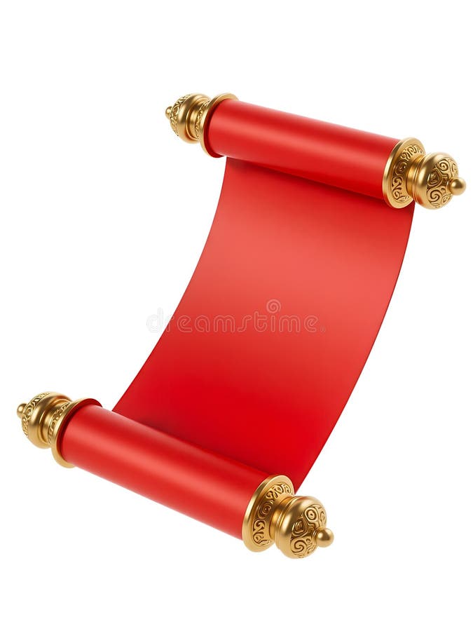 Red Scroll with Gold Ornaments, Blank Vintage Red Scroll Perfect for ...