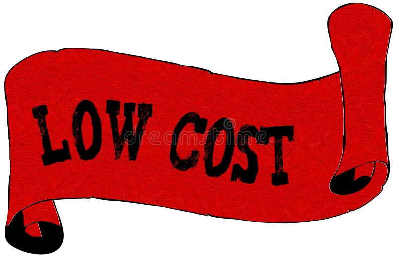 Red Scroll Paper with LOW COST Text. Stock Illustration - Illustration ...