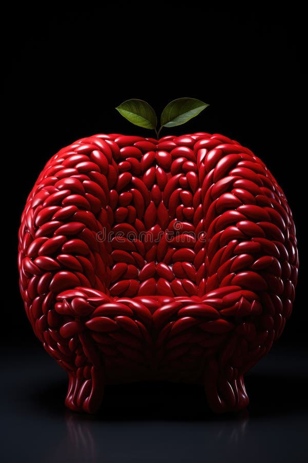 A Red Sculpture of an Apple with a Leaf on Top Apple Chair Stock ...