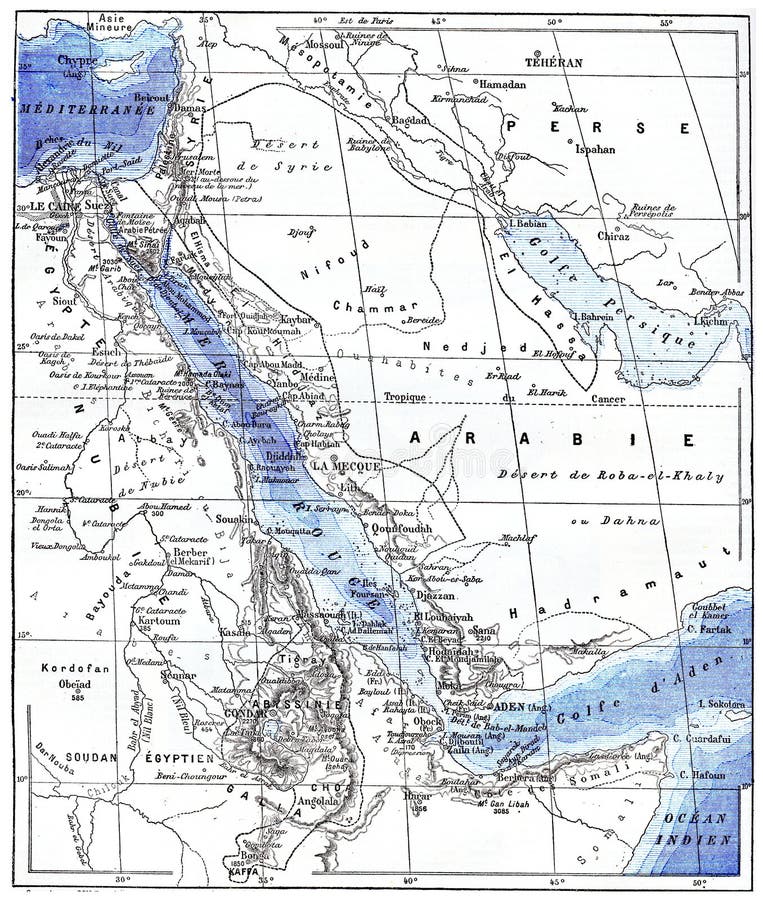 Red Sea Map, Vintage Engraving Stock Illustration - Illustration of ...