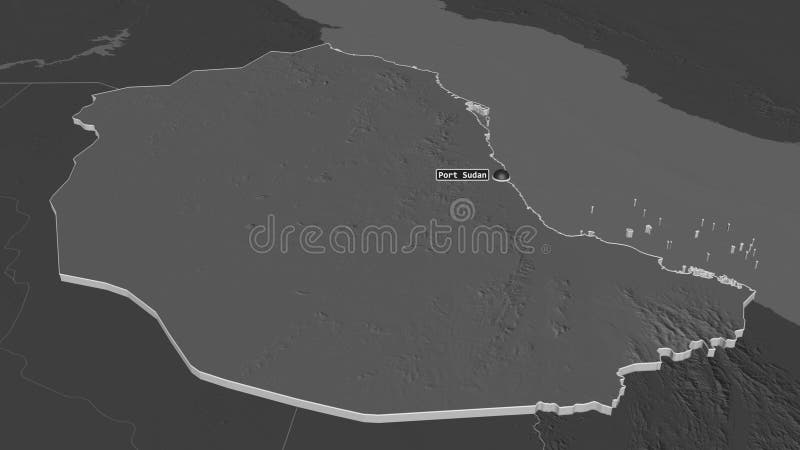 Red Sea, Sudan - Extruded with Capital. Bilevel Stock Illustration ...