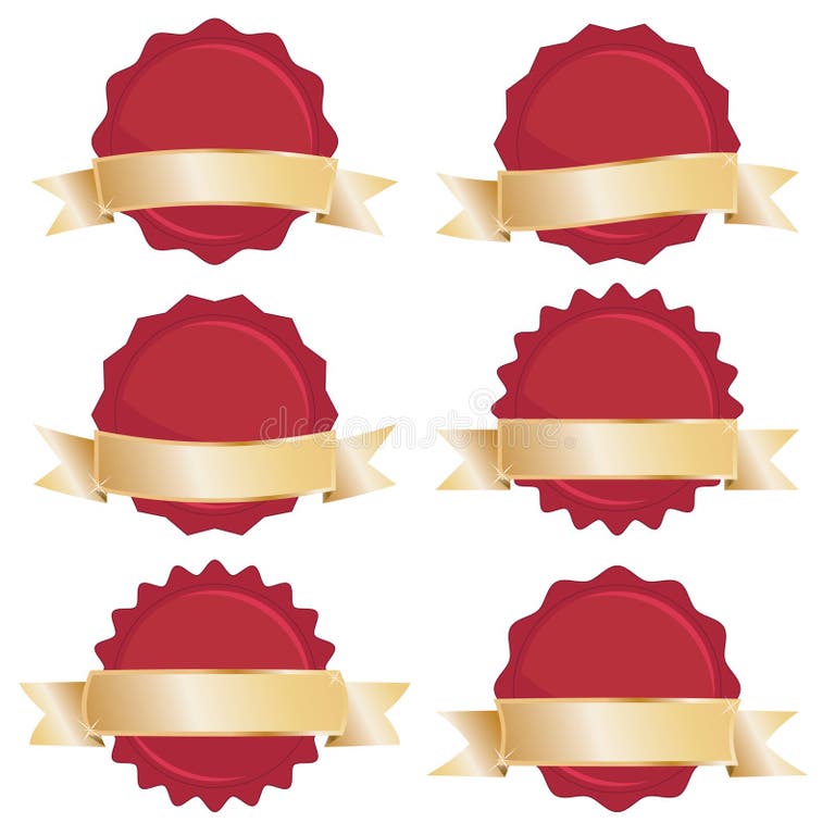 Red Seals with Gold Banners Stock Vector - Illustration of design, blur ...