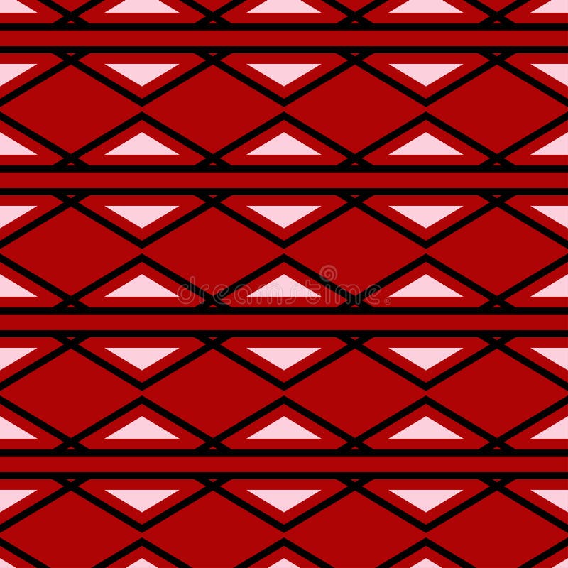 Red Seamless Background with Black and White Geometric Pattern Stock ...