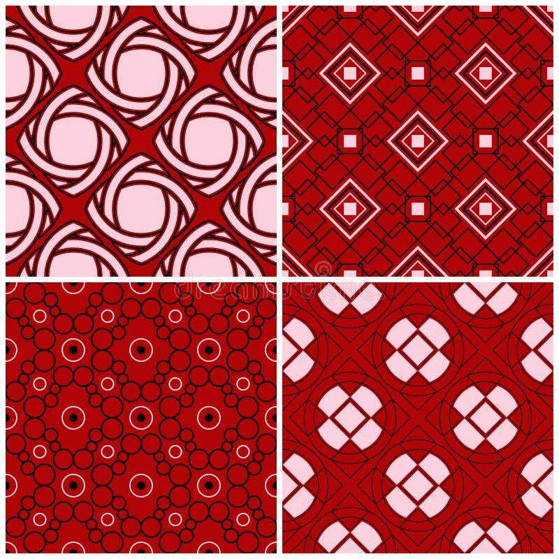 Red Seamless Backgrounds with Black and White Geometric Patterns Stock ...