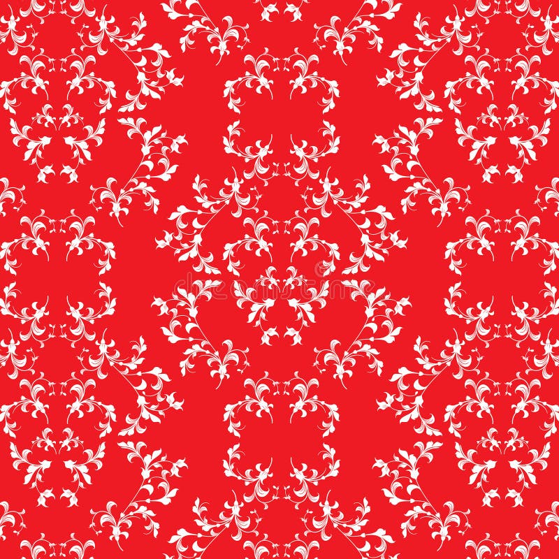 Vector Red Floral Seamless Pattern for Background or Textile Stock ...