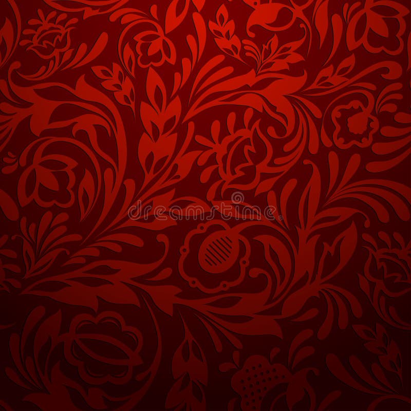 Seamless Texture with Red and Blue Modern Flower. Vector Endless Floral ...