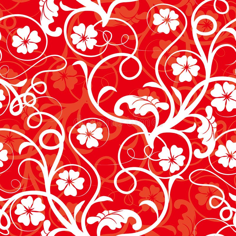 Red Seamless Flower Damask Pattern Stock Illustration - Illustration of ...