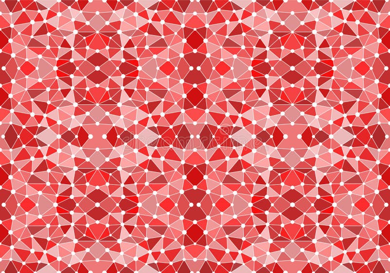 Red Seamless Mosaic Pattern Abstract Geometric Background With