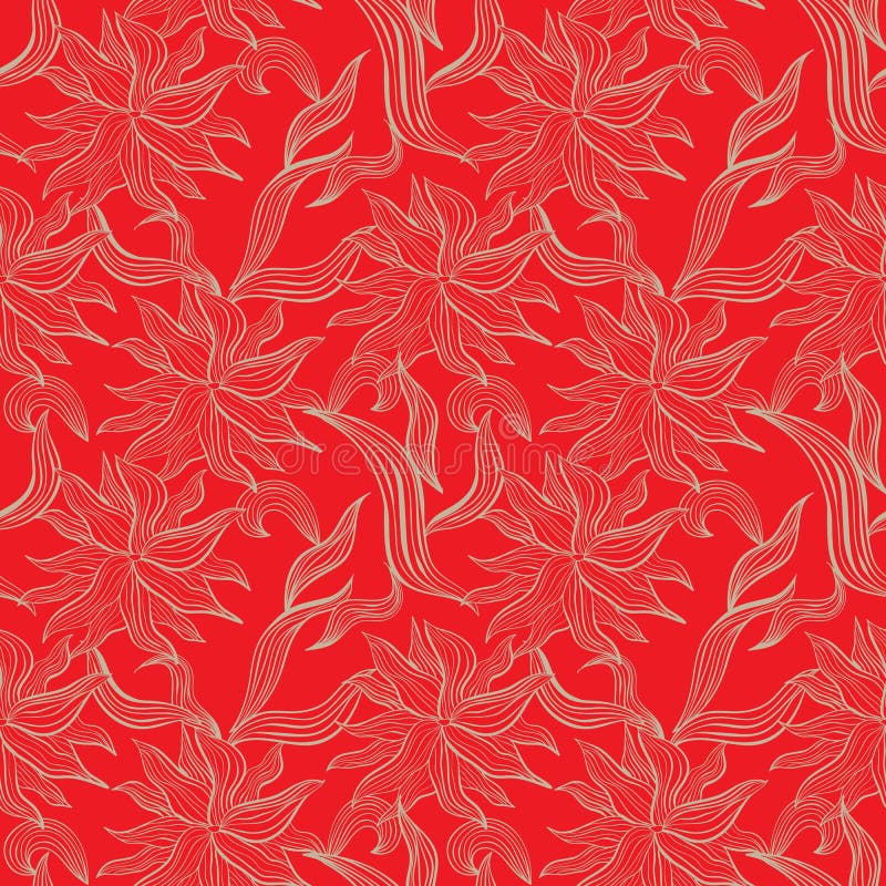 Red Seamless Pattern with Floral Ornament Stock Vector - Illustration ...