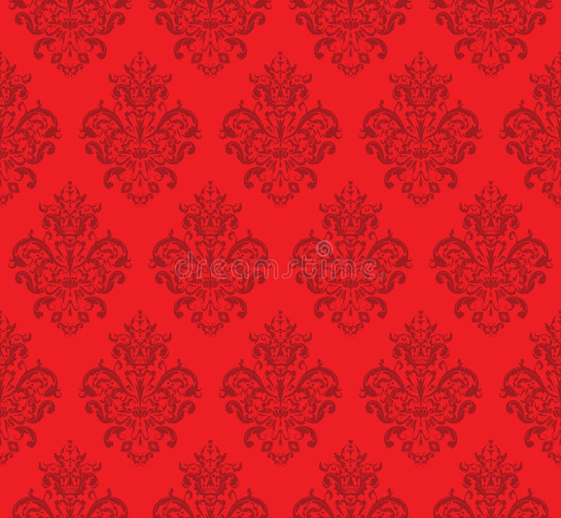 Red Seamless Repeating Vector Pattern. Elegant Design in Baroque Stock ...