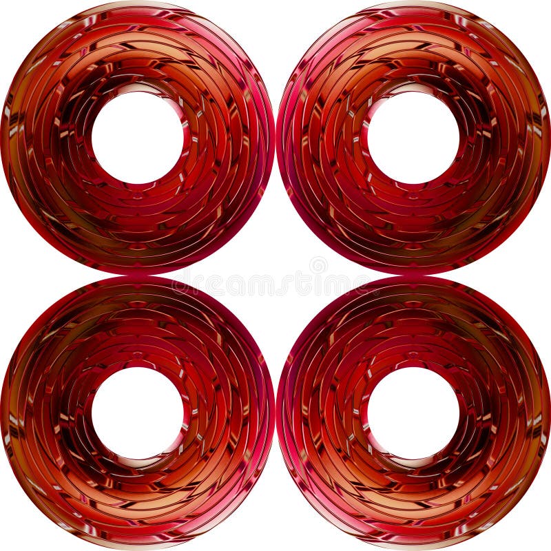 Red Seamless Symmetrical Round Texture on a White Background. Isolated ...