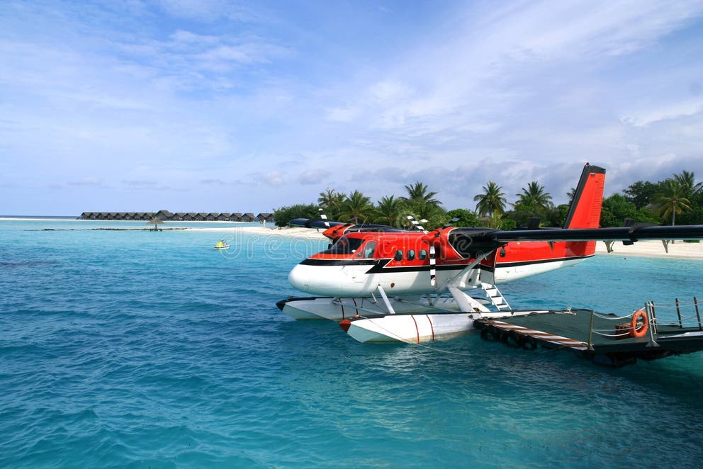 Red Seaplane stock image. Image of pilot, island, maldives - 9278923