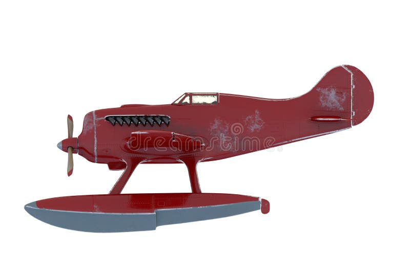Red seaplane. 3D render stock illustration. Illustration of hydroplane ...