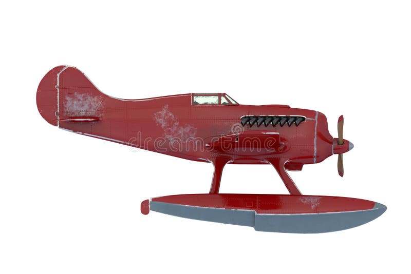 Red seaplane. 3D render stock illustration. Illustration of single ...