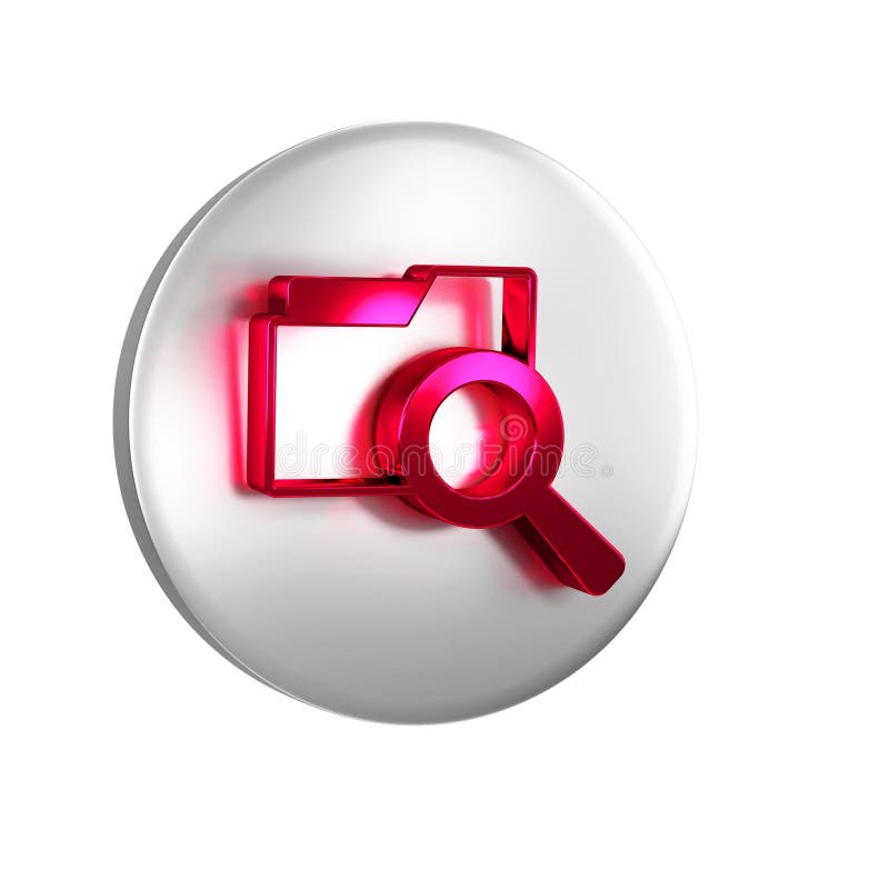 Red Search Concept with Folder Icon Isolated on Transparent Background ...